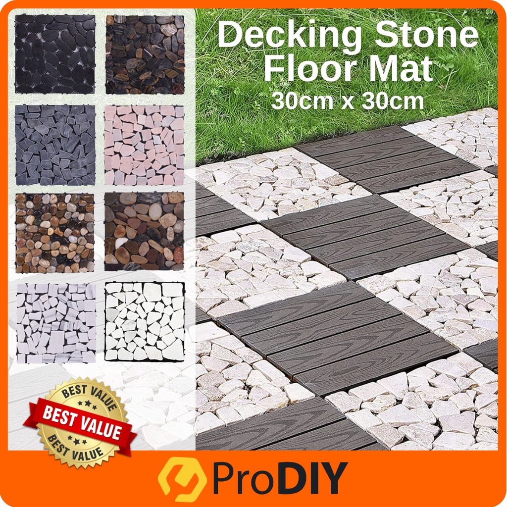 30cm x 30cm Decking Stone Floor Mat Rock Tile Outdoor Garden Flooring ...