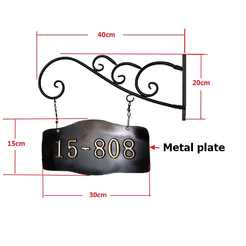 Hanging House Number Plaque, House Unit Number Plate including iron art ...