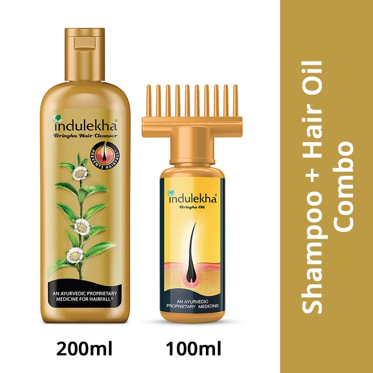 Indulekha Bringha HairOil / Indulekha Bringha cleanser 100% Ayurvedic Oil, Reduces Hair Fall and ...