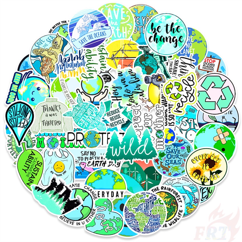 50Pcs/Set Protect Earth - Green Planet Stickers DIY Fashion Mixed ...