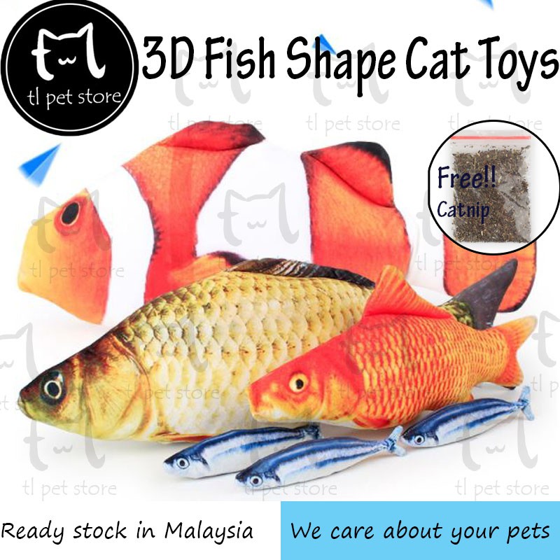 【TLpetstore】Creative 3D Fish Shape TOYS FOR CATS SIMULATION FISH PILLOW ...