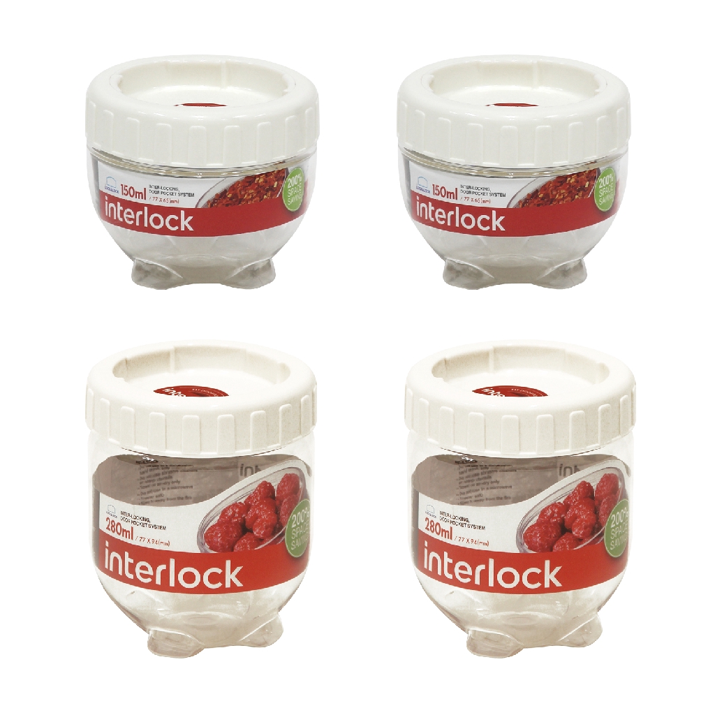 LocknLock Official Interlock Food Container 150mlx2 & 280mlx2 (INL201x2 ...