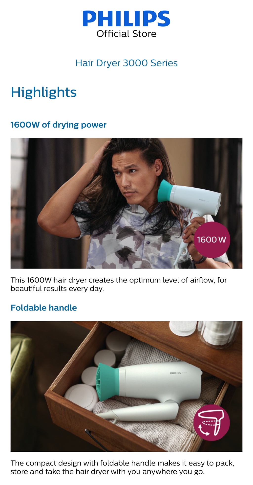 Philips 3000 Series ThermoProtect Hair Dryer - BHD316/03 | Shopee Singapore