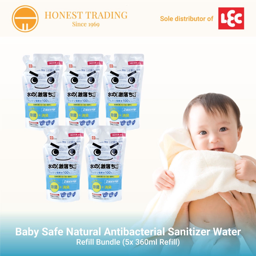 LEC [Made In Japan] Natural Antibacterial Alkaline Water Refill Bundle (5x 360ml Refill ...
