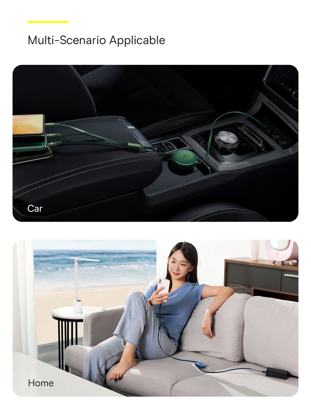 Baseus Retractable 100W 3 IN 1 USB Charge Cable For i14 Samsung Xiaomi ...