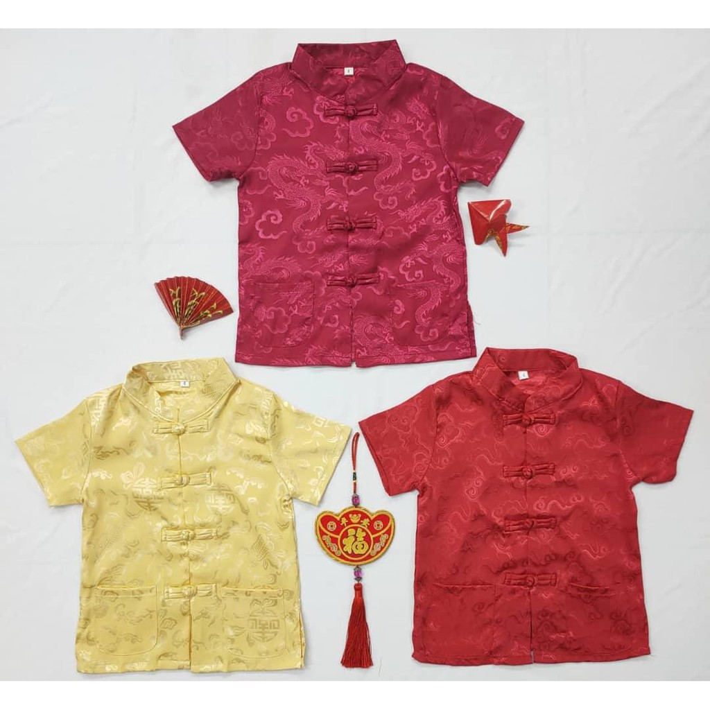 Kids Boys Traditional Cheongsam Shirt New Year CNY Top/Baju Raya Cina ...