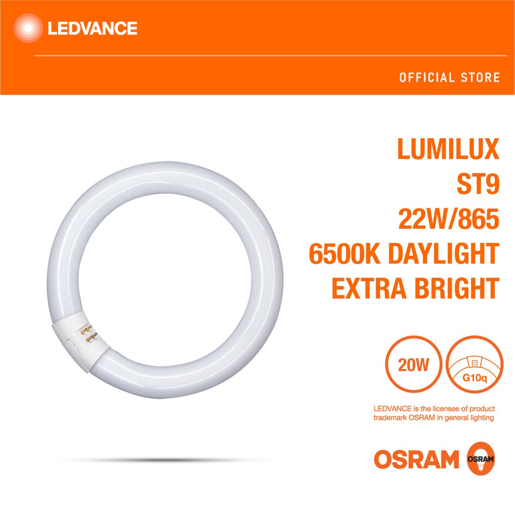 OSRAM LUMILUX Fluorescent Circular 22W G10Q Extra Bright 6500K | Shopee ...