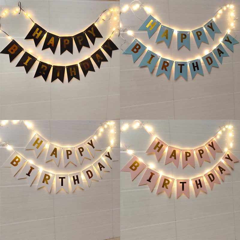 3MLight String + Happy Birthday Pull Flag Banner Boy Girl Baby Shower ...
