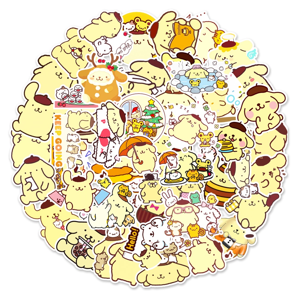 50 pcs Cute Pom Pom Purin Sanrio Cartoon Waterproof Stickers (2 ...