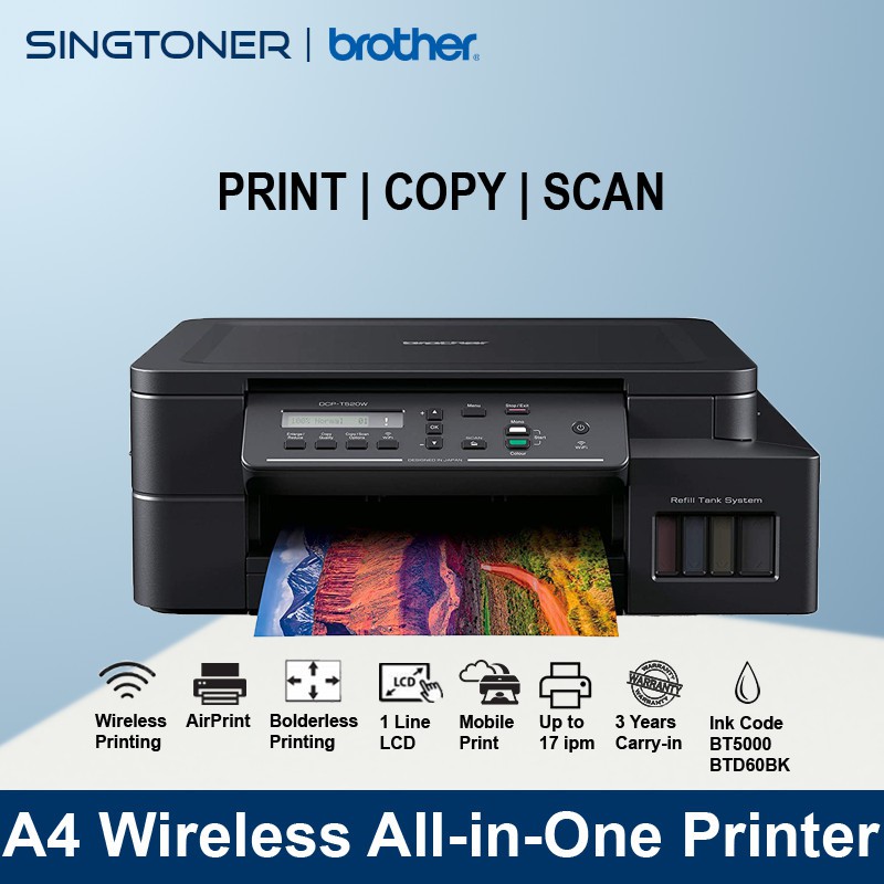 Brother DCP-T520W All-in One Ink Tank Refill System Printer with Built ...
