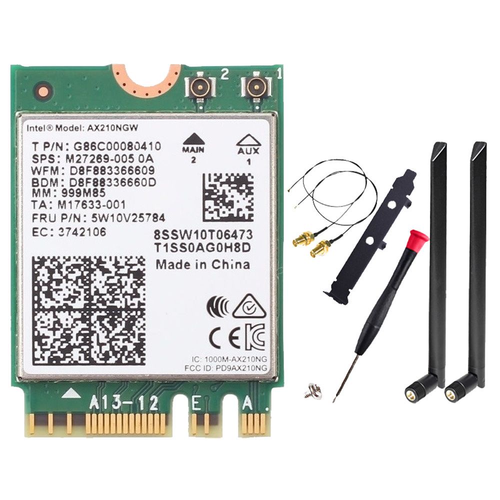 Intel AX210NGW Wi-Fi 6E M.2 2230 Bluetooth 5.2 WiFi Card (with external ...