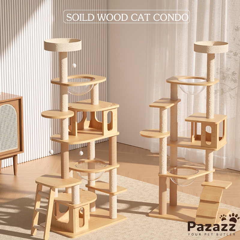Pazazz Solid Wood Cat Condo Large Space Capsule Cat Climbing Frame Sky ...