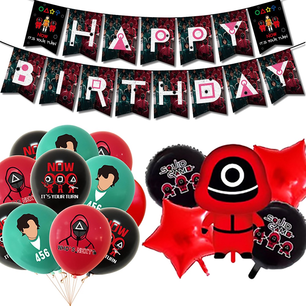 New Squid Game Birthday Party Supplies Squid Game Banner Cake Toppers ...