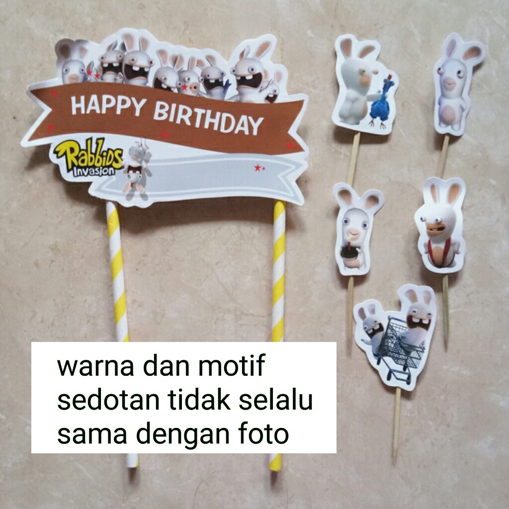 Birthday cake decoration cake topper, a set of invasion rabbids ...