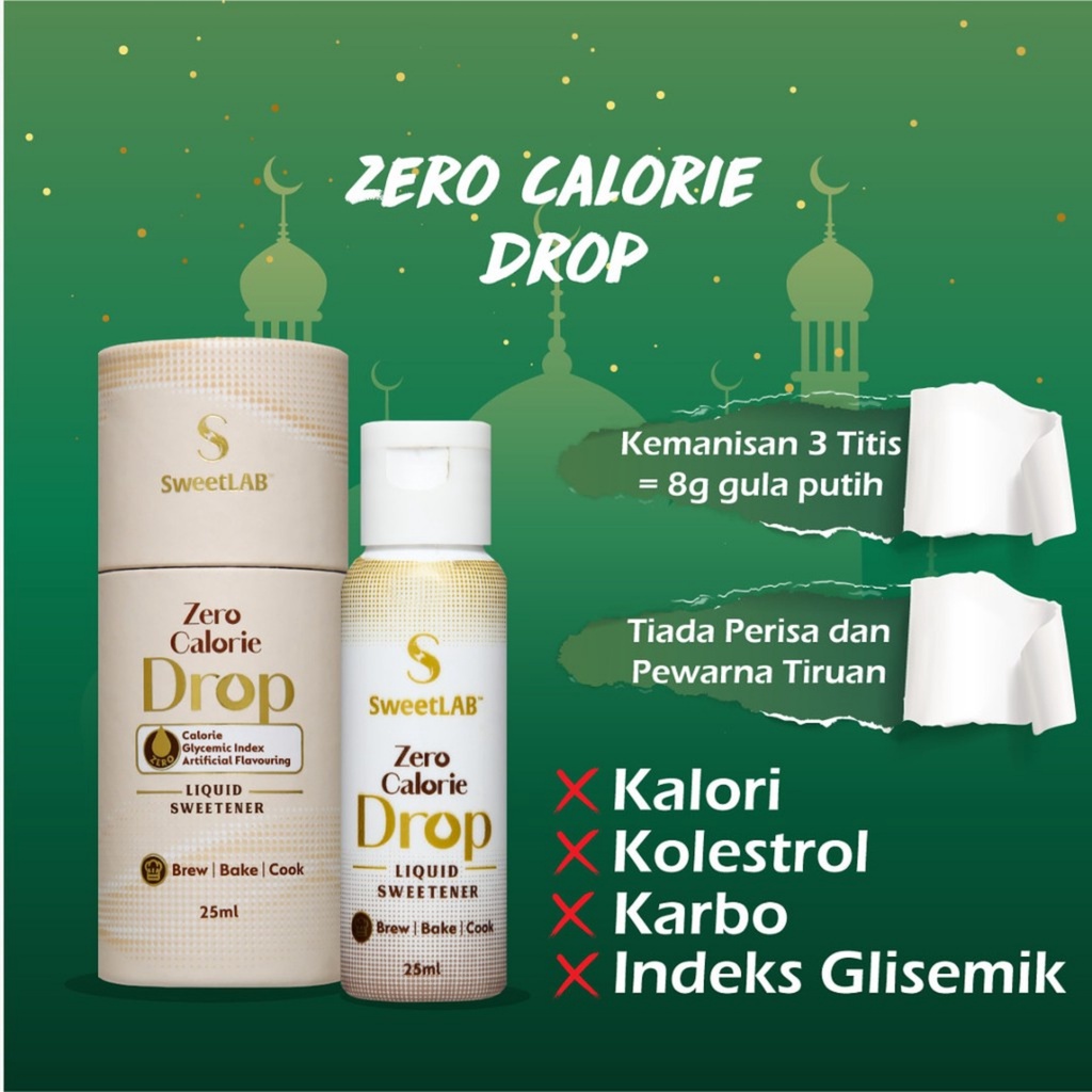 SWEETLAB Zero Calorie Drop (25ml) Liquid Sweetener Pengganti Gula Cair ...