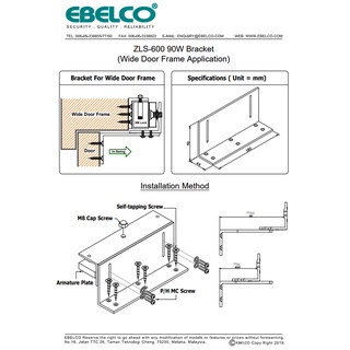 EBELCO ZLS-600 90W Is Extra Long ZL Bracket (Bracket Wide Door Frame ...