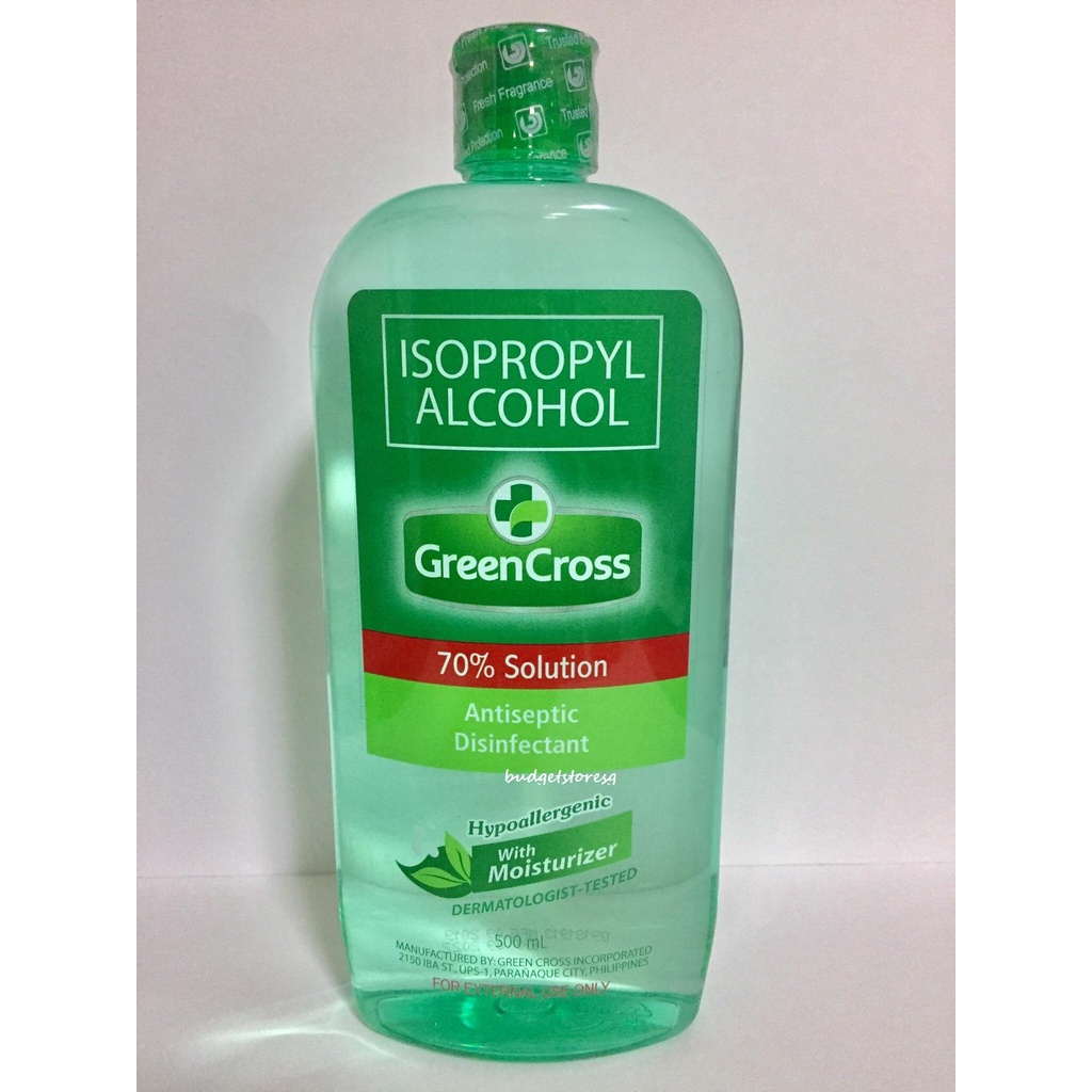 Green Cross Isopropyl Alcohol 70% Solution Hypoallergenic with Moisturizer - 500 mL | Shopee ...