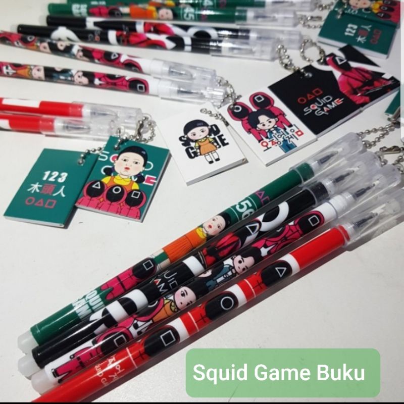 GANTUNGAN Squid game pen + toy hanger, Squid game Fans must have ...