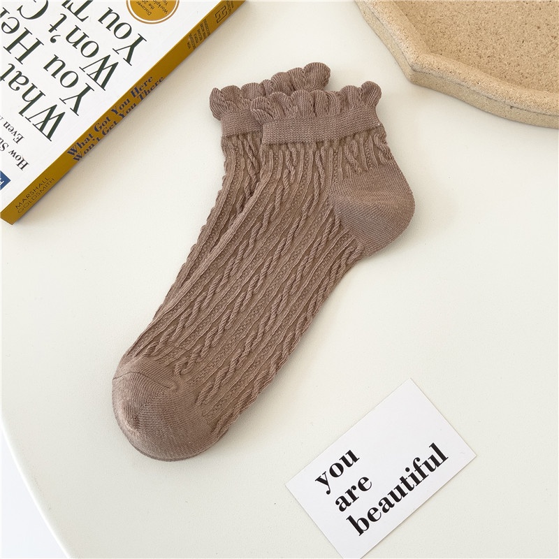 New Pattern Lolita Style Solid Color Ankle Socks Women Cotton Sweet ...