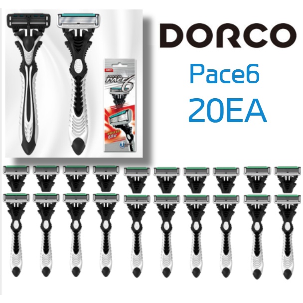 DORCO KOREA Pace6 Disposable Razor (20EA) 6 Blade Shaving System ...