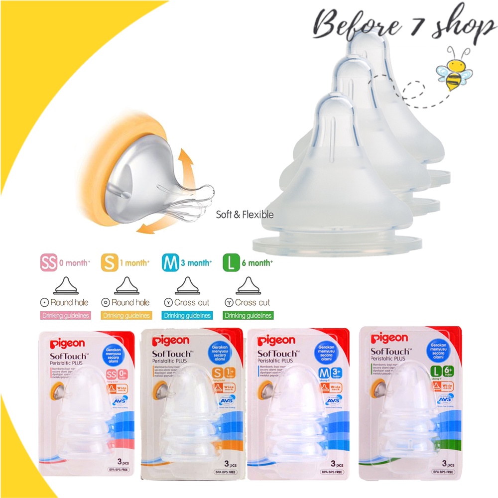 Wideneck Soft Touch Peristaltic plus Wide Neck Nipple Original PIGEON - Baby Milk Pacifier ...