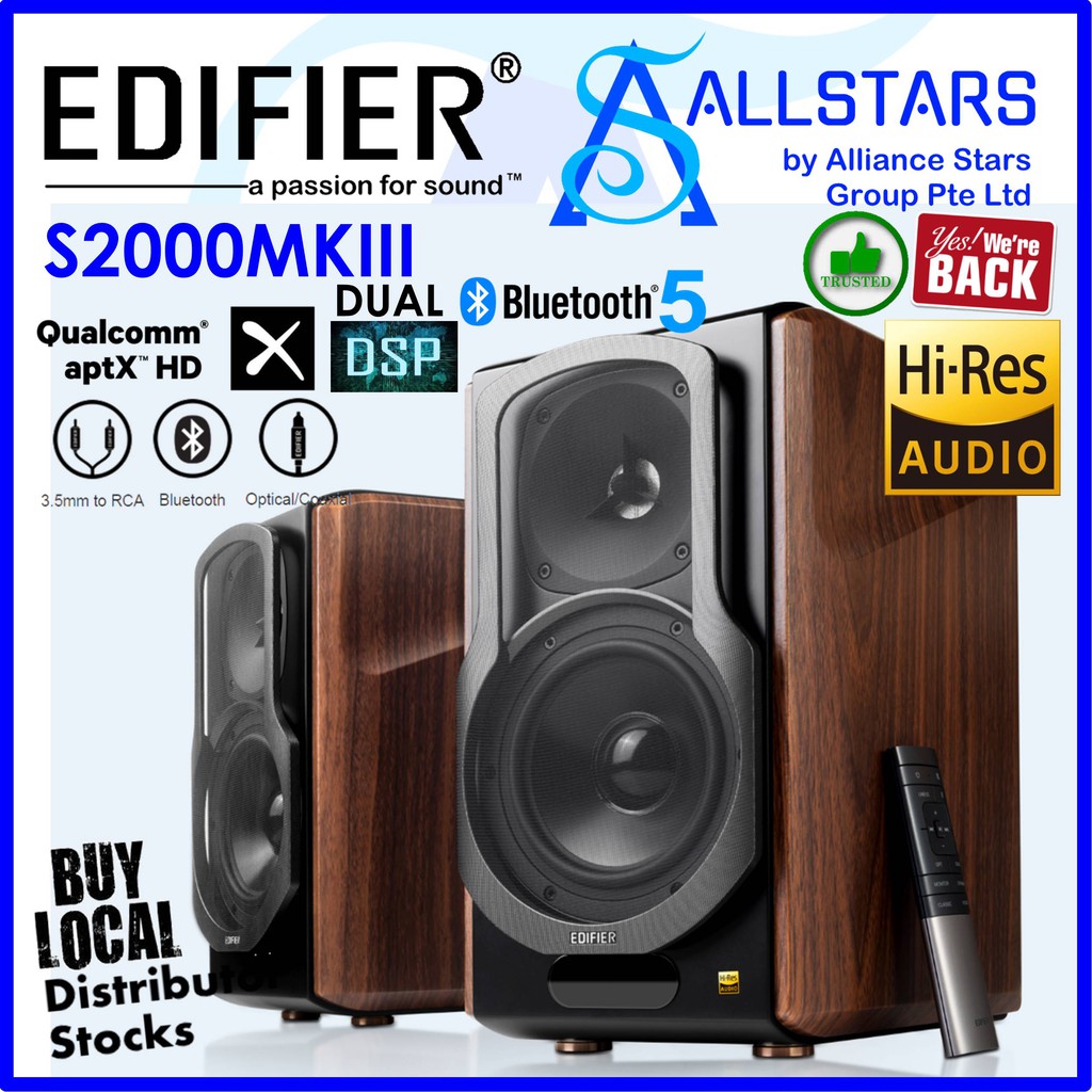 Edifier S2000MKIII Bookshelf 2.0 Hi-Res Audio Bluetooth Speaker / Wood Color (Warranty 2years ...