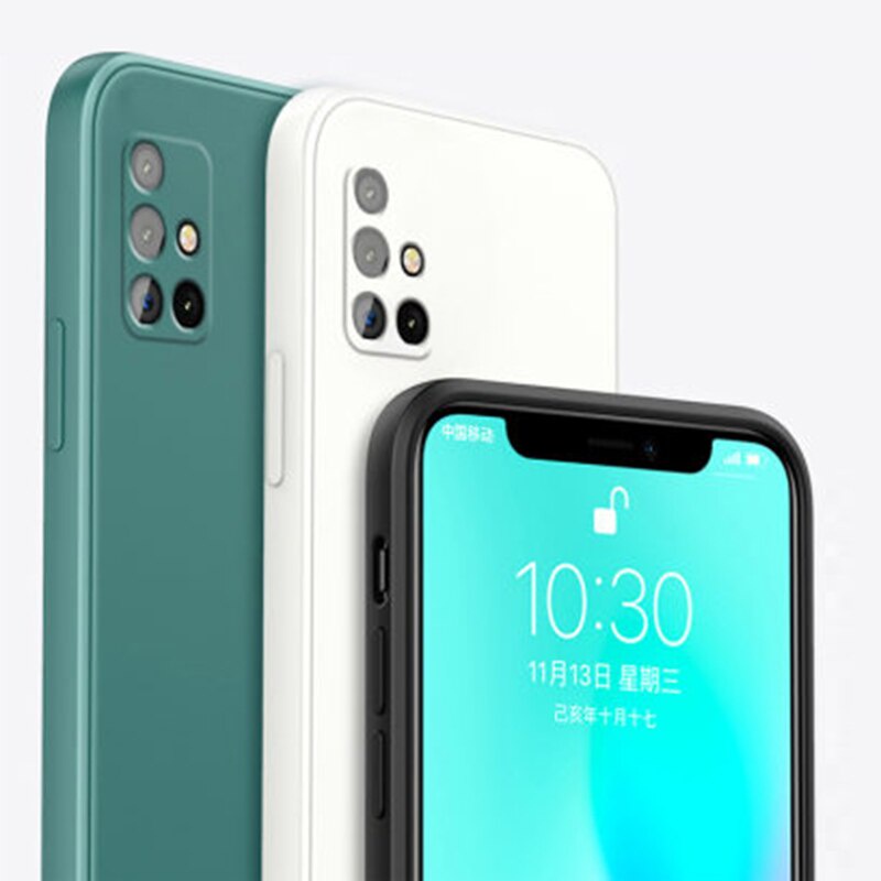 Luxury Square Liquid Silicone Case For Samsung Galaxy S21FE S21 S20 Plus S20FE S21 Ultra ...