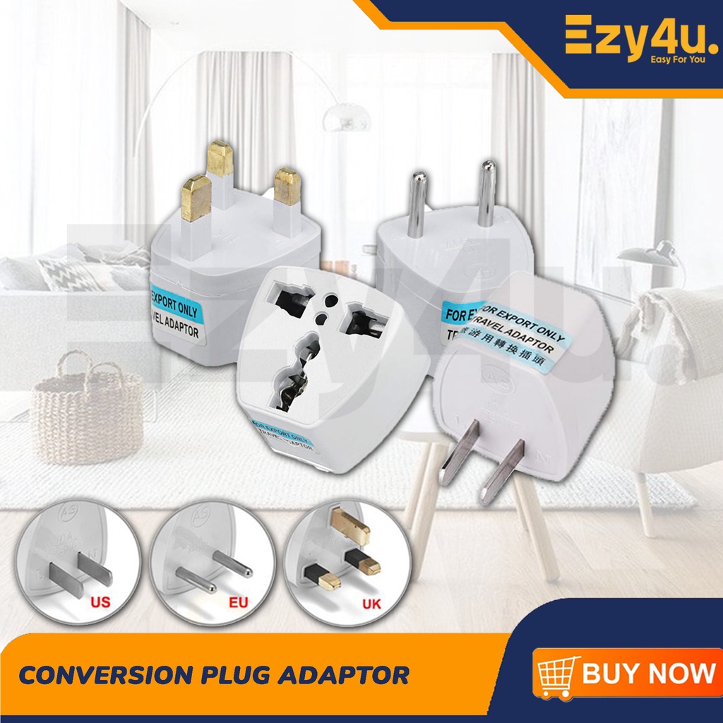UNIVERSAL MULTI 3 PIN Tourism CONVERSION PLUG ADAPTOR 2 Pin US EU 3PIN ...