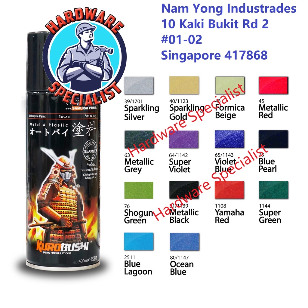 Samurai Paint Metallic Colours Spray Paint 400ml (Sparkling Silver ...