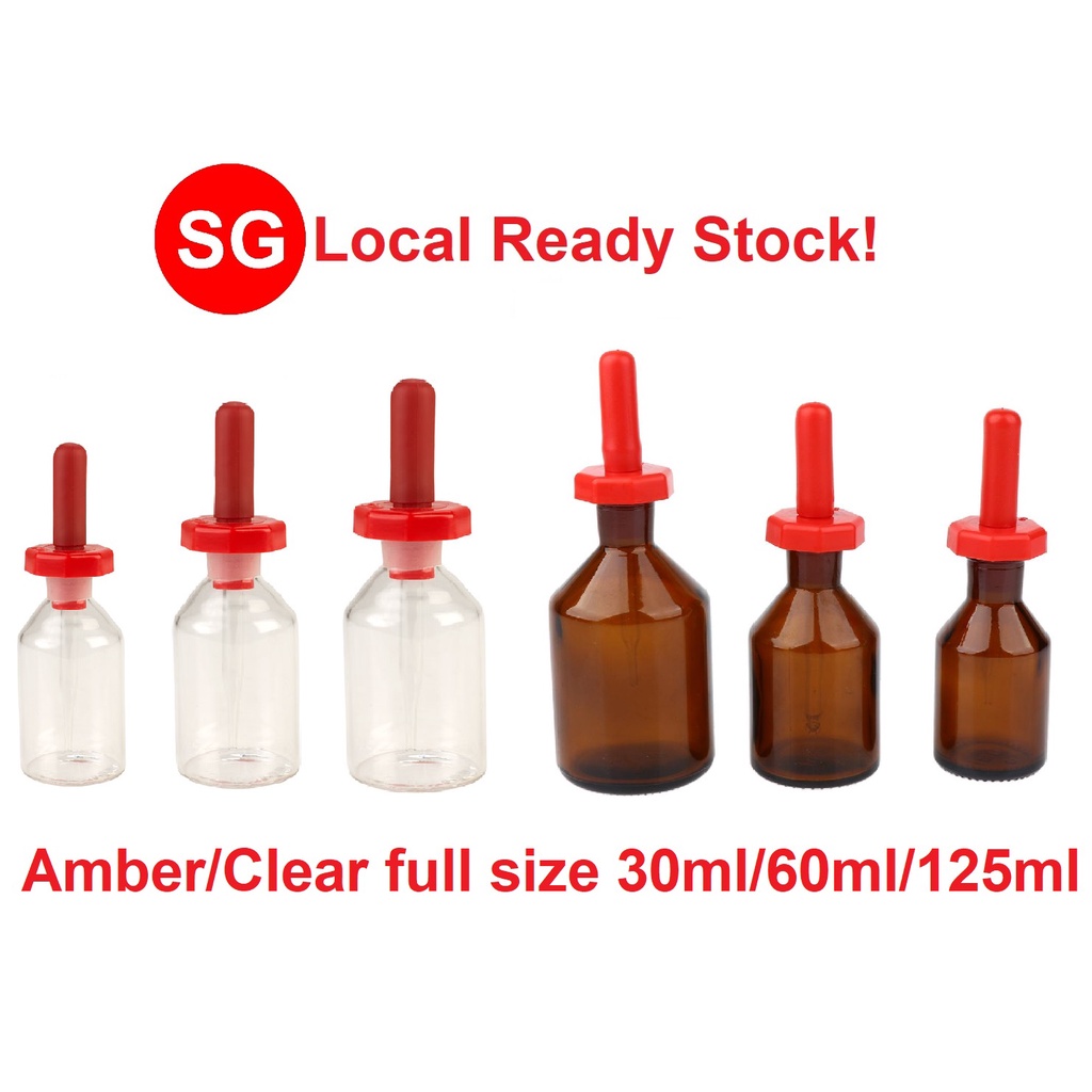 Glass Dropper Pipette Bottle Transparent & Amber Lab Dropping Bottle ...