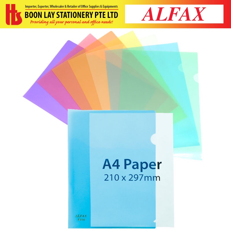 [BUNDLE OF 12PCS] ALFAX E310 Colourful L-Shape Holder A4 size | Shopee Singapore
