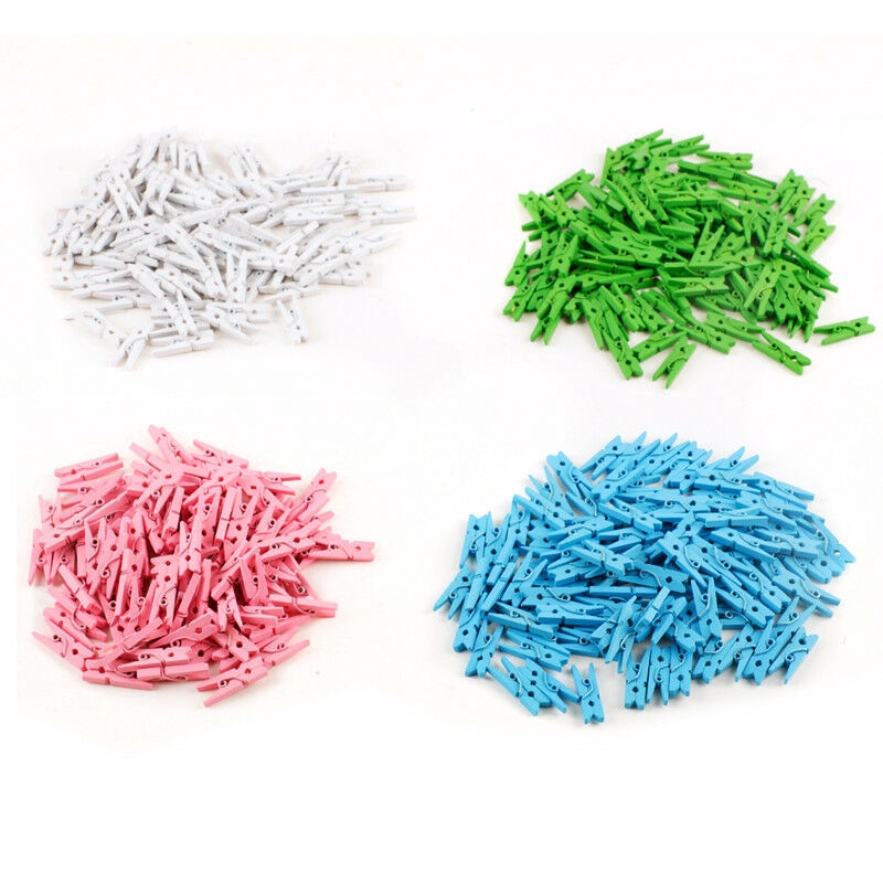 100Pcs Colorful Wooden Clips Natural Wood Clamp Picture Clips Mini ...