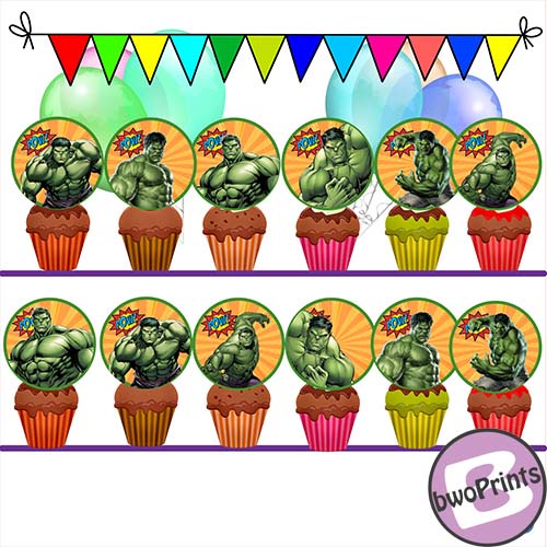 Incredible Hulk Marvel Heroes Cupcake Topper Banner Birthday Party ...