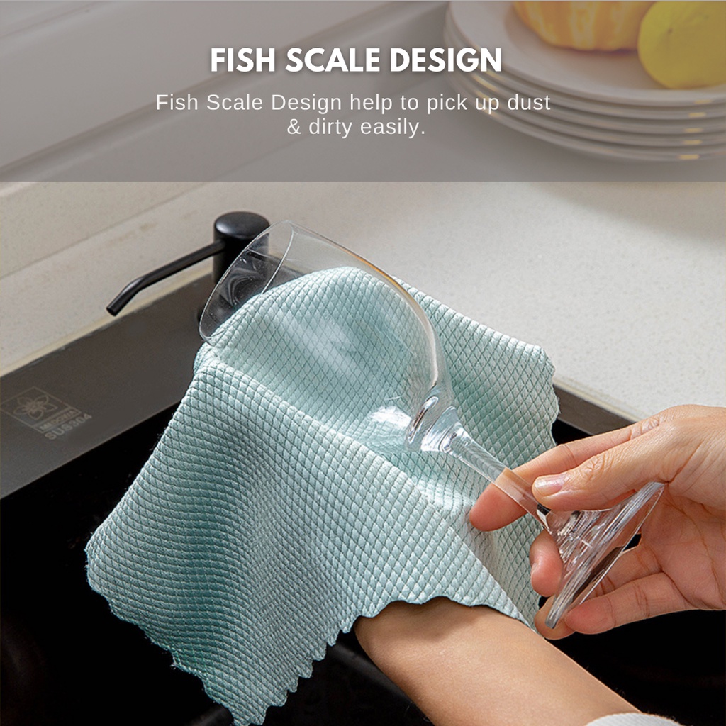 mixshop Premium Fish Scale Cloth, Glass/Window Cloth, Household Multi ...