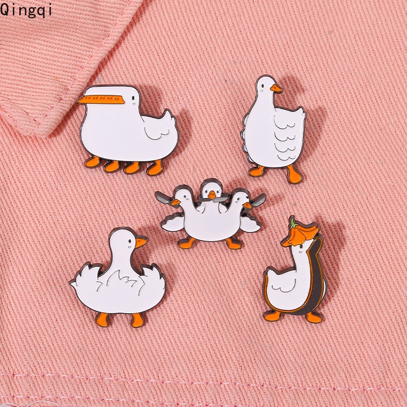 Funny Cartoon Goose Enamel Pins White Goose Brooch Badges Cute Duck ...