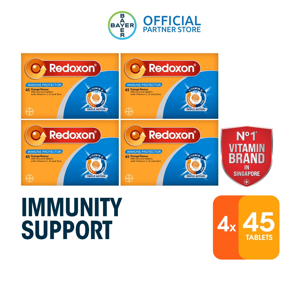 [Bundle of 4] Redoxon Triple Action Orange Effervescent 45 Tablets Exp ...