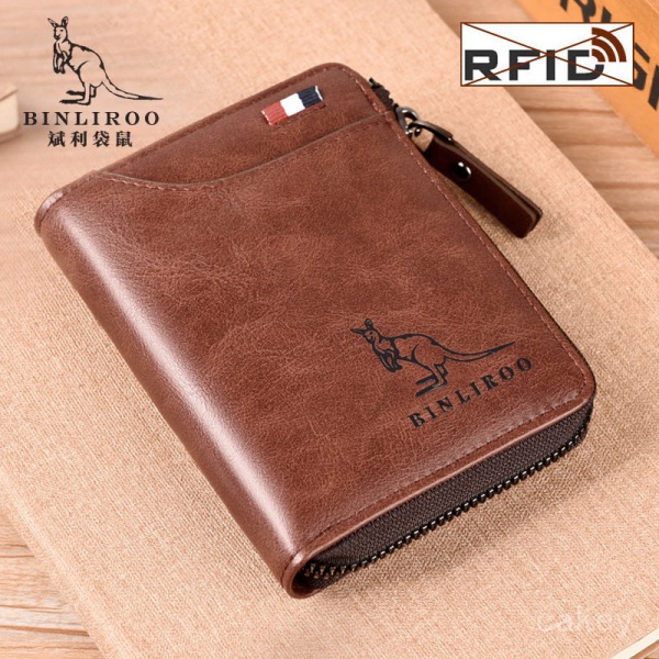 Fashion Rfid Genuine Leather Wallet Anti-Theft Card Holder Money Bag ...