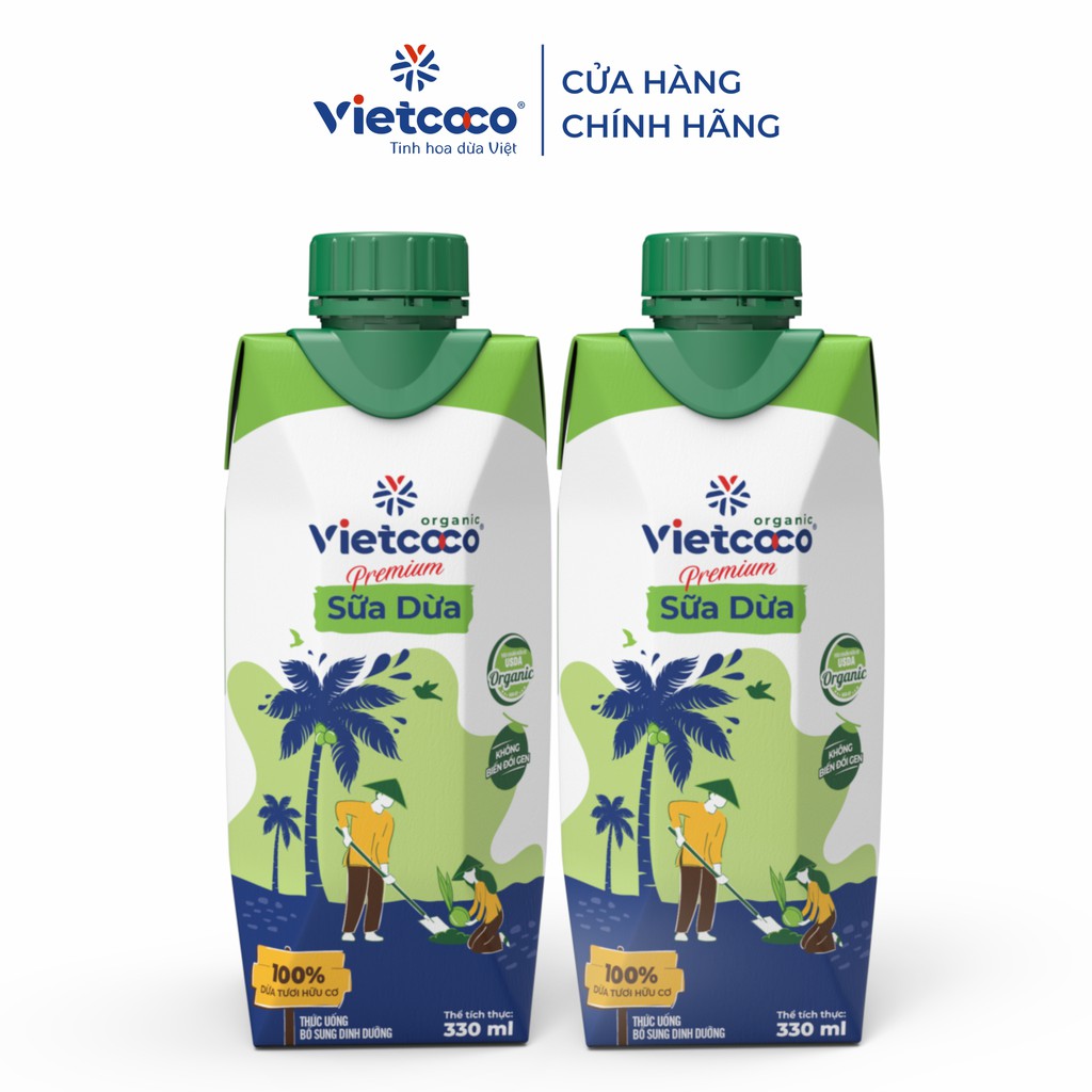 Combo of 2 boxes of Vietcoco Organic UHT coconut milk - 330ml box ...
