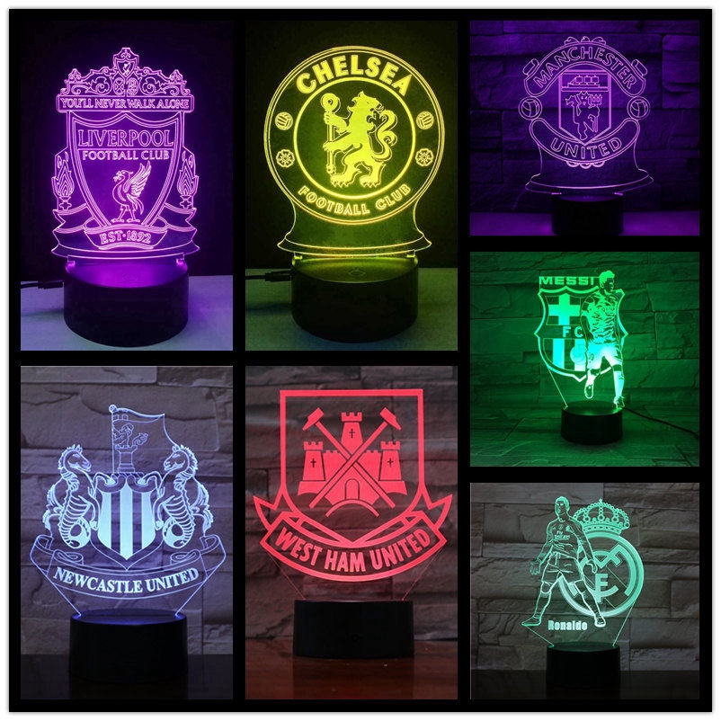 Liverpool Chelsea Manchester Arsenal 3D Night Light FA Football Club ...