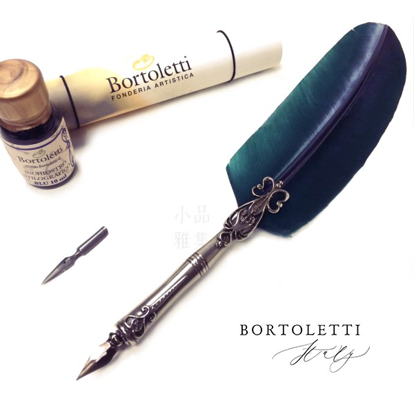 = Small Collection Italy Bortoletti Set80 Feather Dipping Pen+Dipping ...
