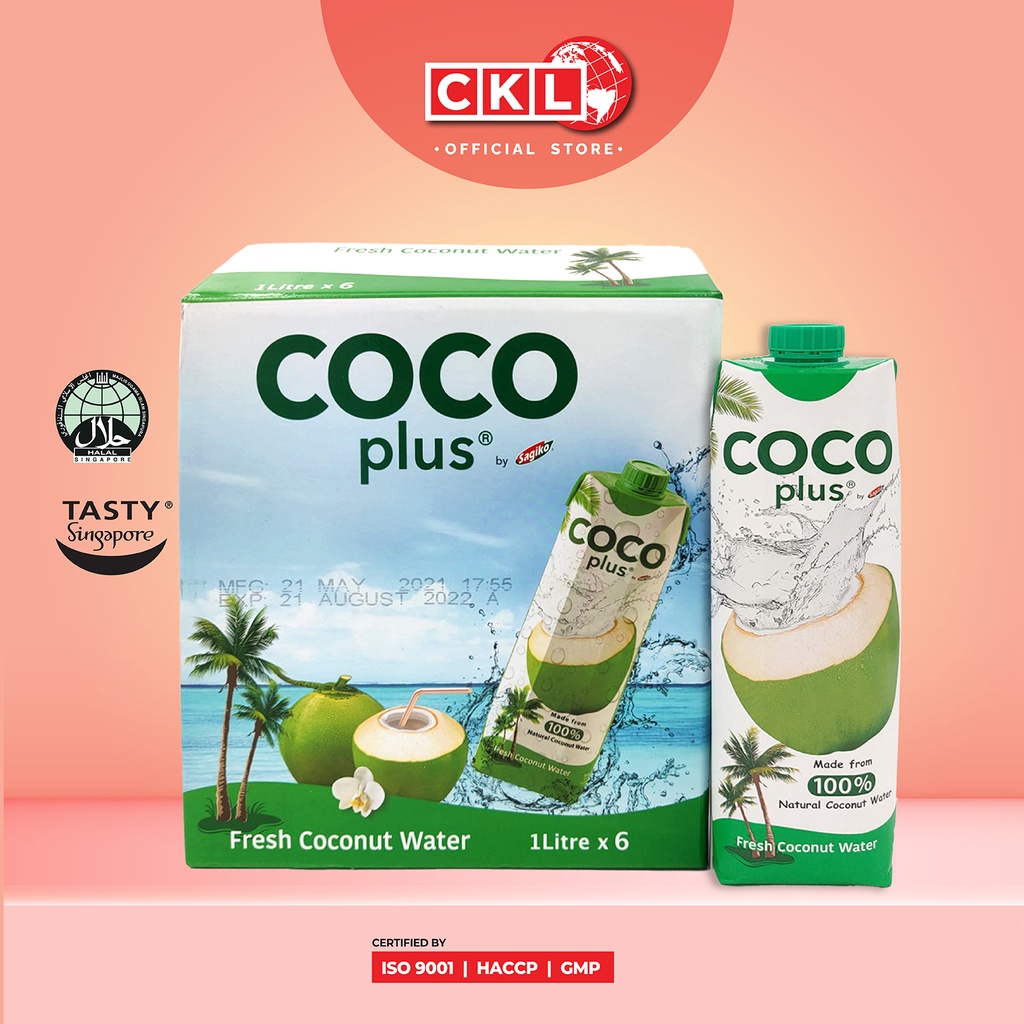 Sagiko Coco Plus Fresh Coconut Water - Halal - 1L x 6 pkt/ctn | Shopee ...