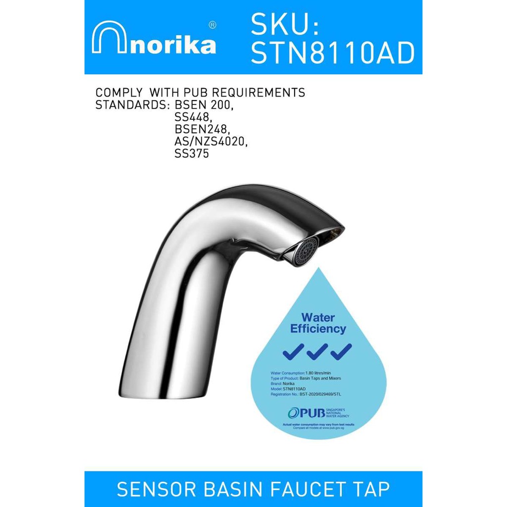 NORIKA ® Automatic Sensor Basin Faucet Tap AC/ DC | Shopee Singapore