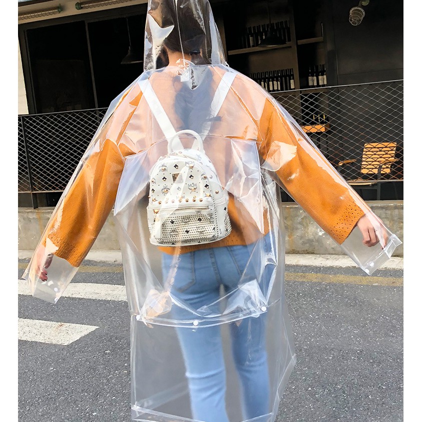EVA Frosted Transparents Raincoat with pocket Backpack Hiking outdoor travel Rainwear | Shopee ...