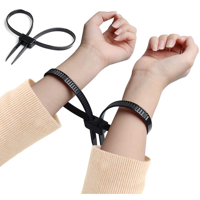 Reusable Zip Tie Handcuffs Double Locking Zip Ties Restraints Black ...