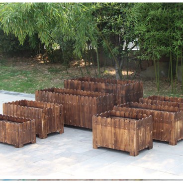 Rectangular wood flower pots anticorrosive wood flower box outdoor ...