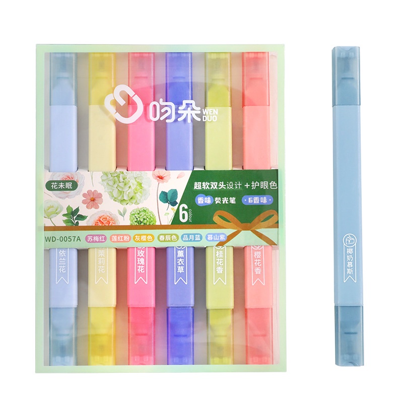 6pcs Scented Double-Ended Highlighter Pastel Markers Dual Tip ...