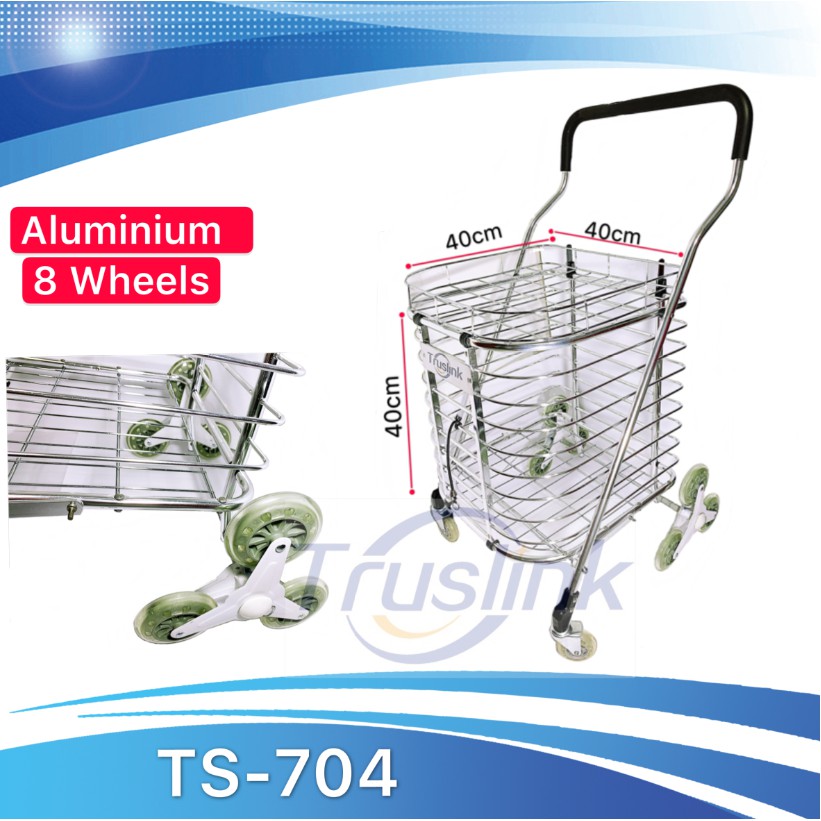 ALUMINIUM SHOPPING CART TROLLEY WITH COVER 8-Wheels LARGE SIZE | Shopee ...