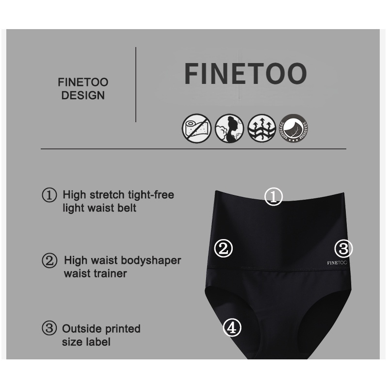FINETOO 2/1Pcs Bodyshaper High Waist Seamless Panty Underwear Anti ...