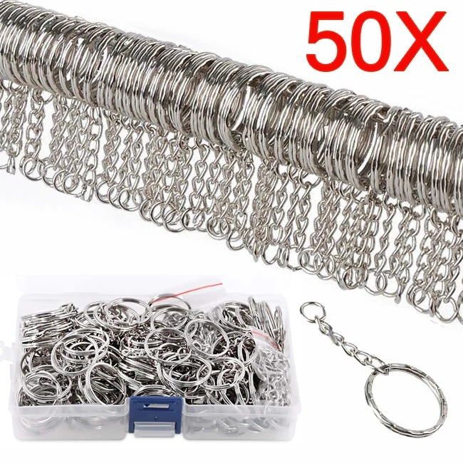 [Hot Sale]50 Pcs/Set Stainless Key Chains Alloy Circle/ DIY 25mm ...