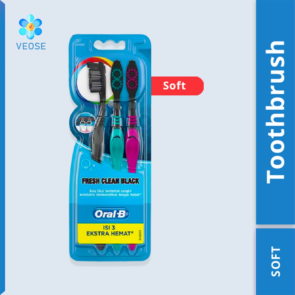 Oral-B Fresh Clean Black Contents 3 Soft (Toothbrush) | Shopee Singapore